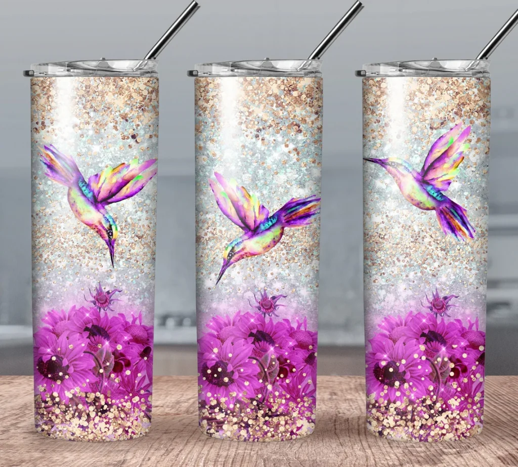 Hummingbird Glitter Tumbler | Wicked Transfers, LLC