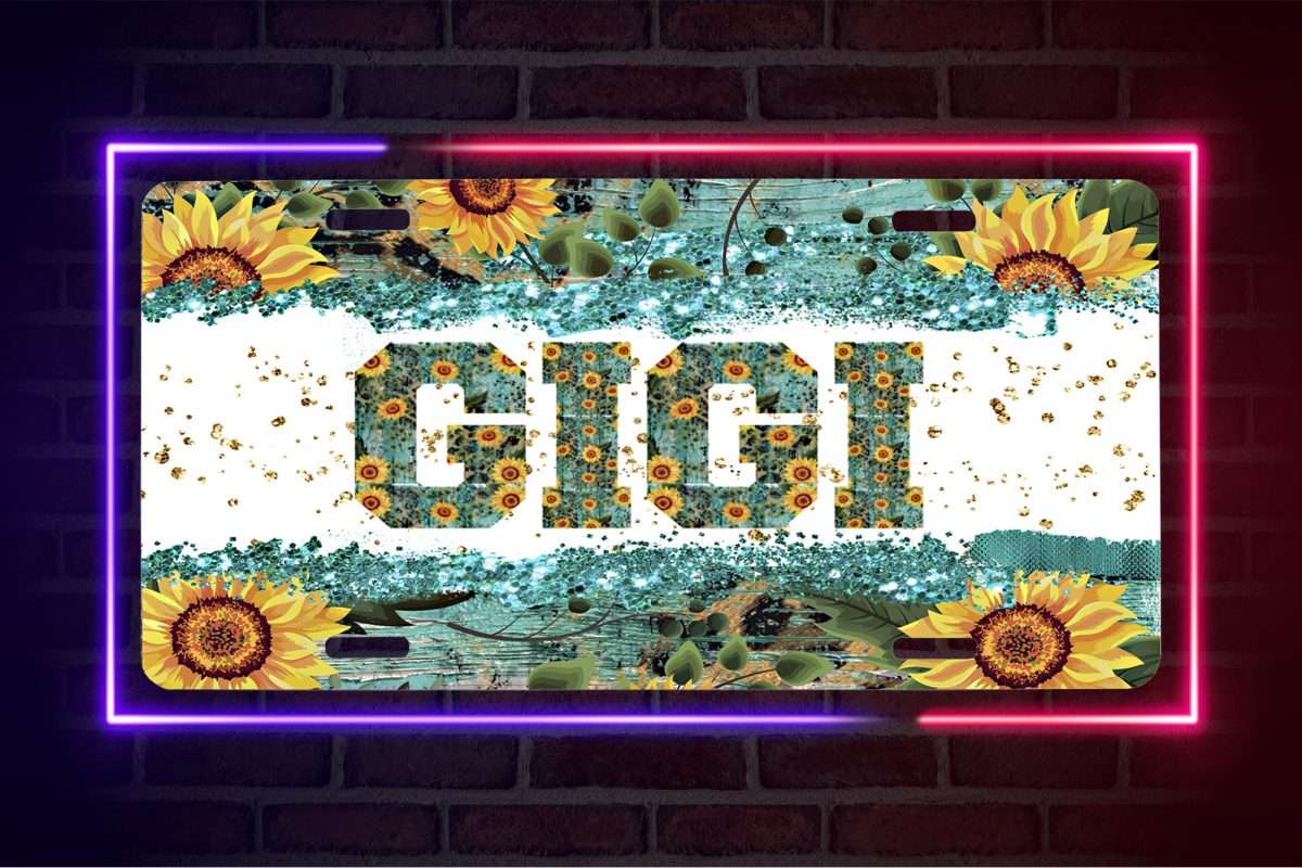Sunflower GIGI License Plate | Wicked Transfers, LLC