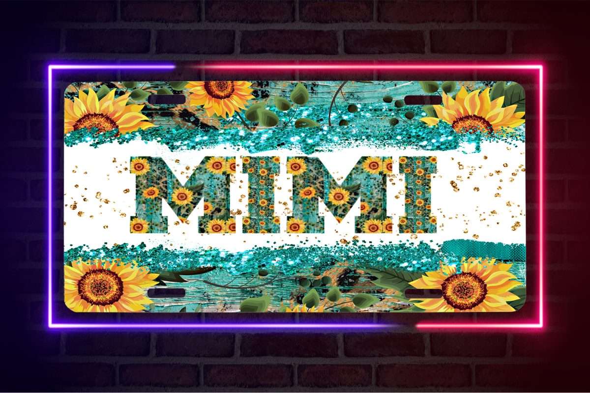 Sunflower MIMI License Plate | Wicked Transfers, LLC