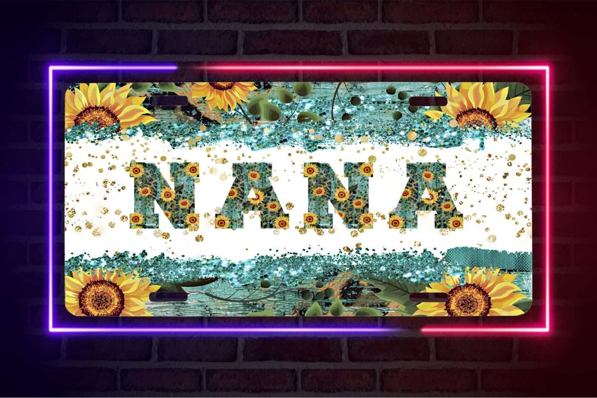 Sunflower NANA License Plate | Wicked Transfers, LLC